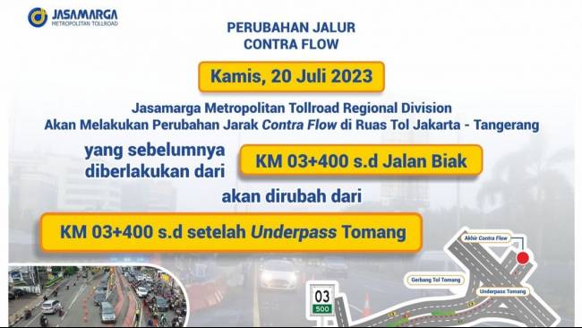 Mulai 20 Juli, Contra Flow di Tol Jakarta-Tangerang Diubah jadi KM 03 ...