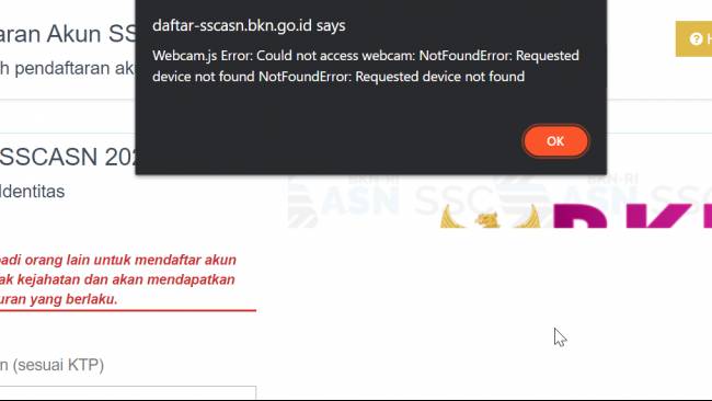 Sukses, Ini Solusi Webcam.js Error: Webcam is not loaded yet, Saat Pendaftaran Akun SSCASN 2023