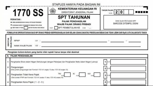Cara Lapor SPT Tahunan 1770 SS, Simak Panduan Pengisiannya di pajak.go.id