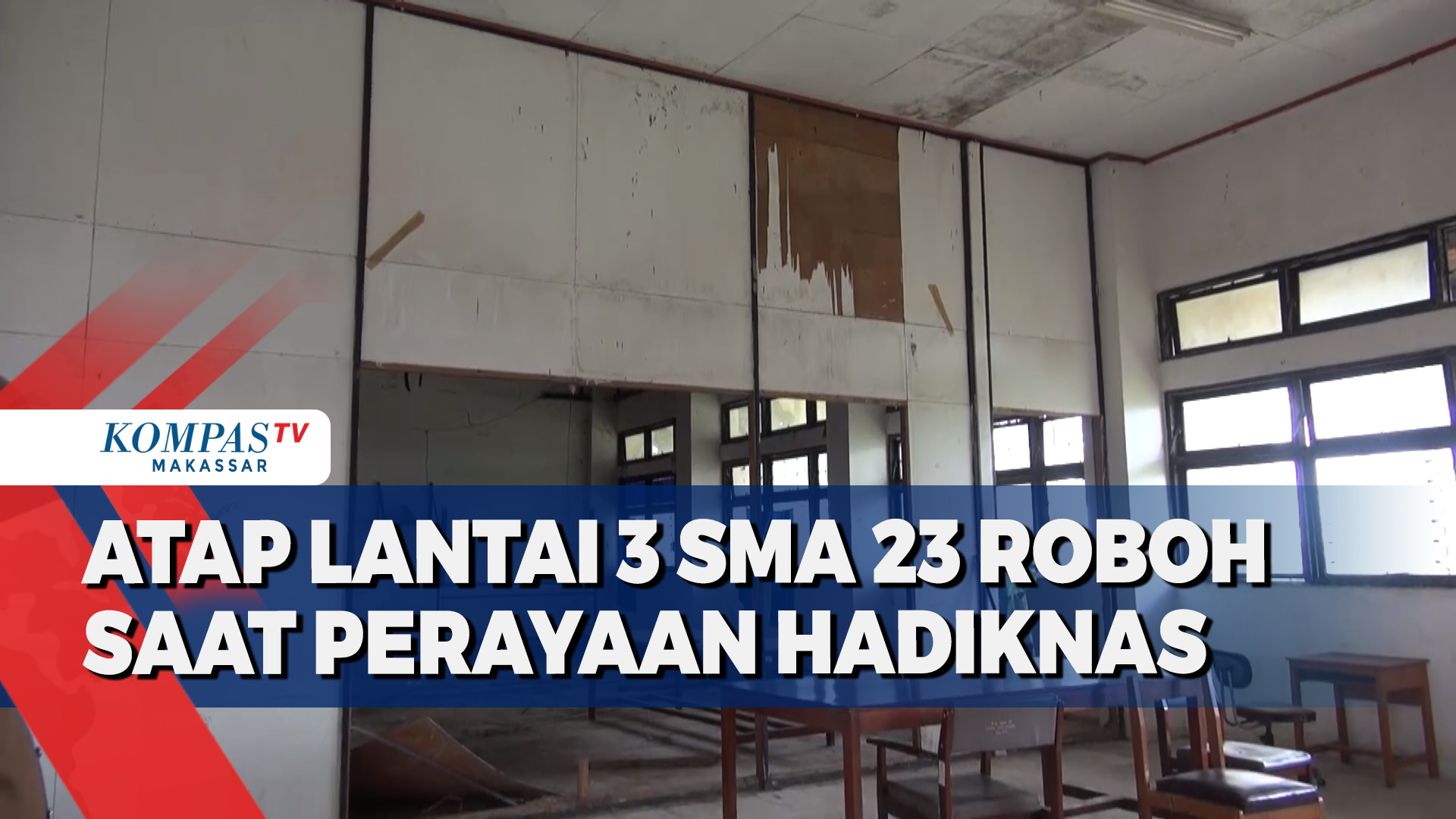 Atap Lantai 3 Sma 23 Roboh Saat Perayaan Hardiknas