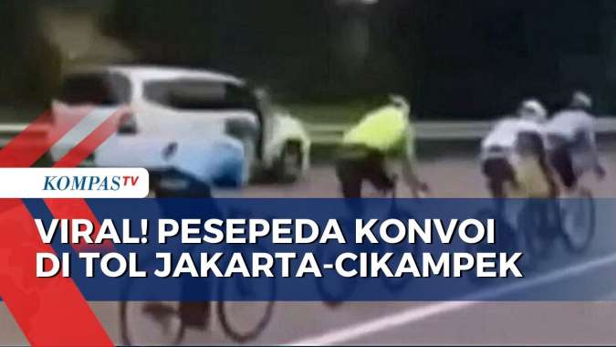 Viral! Video Amatir Rekam 4 Pesepeda Konvoi Masuk Tol Jakarta-Cikampek