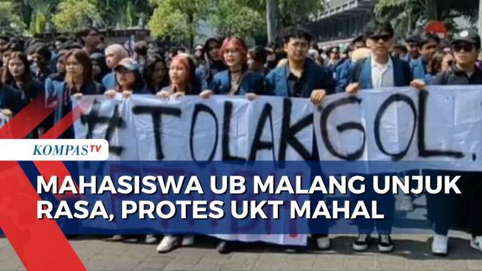 Mahasisa UB Demo Tolak Kenaikan UKT, Massa Saling Dorong Paksa Masuk ...
