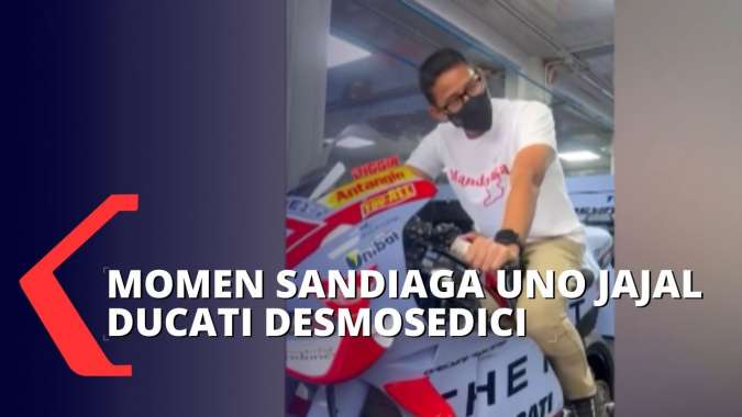 Jajal Motor Ducati Desmosedici, Menparekraf Sandiaga Uno Pamerkan Logo ...