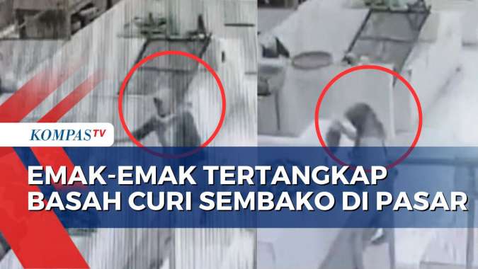 CCTV Rekam Aksi Emak-Emak Curi Sembako di Pasar Blora Jateng
