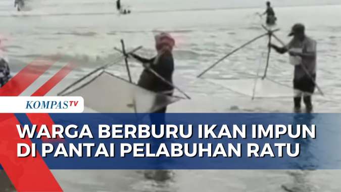 Warga Ramai-Ramai Berburu Ikan Impun di Pesisir Pantai Pelabuhan Ratu