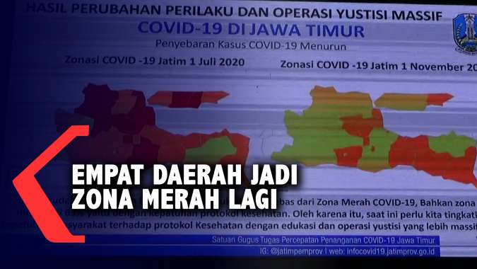 Empat Wilayah di Jatim Kembali Jadi Zona Merah