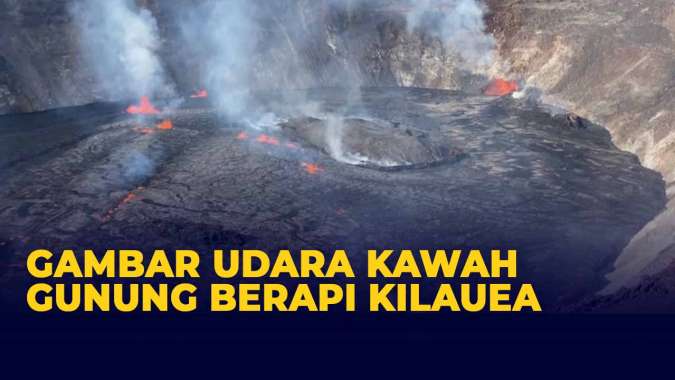Gambar Udara Kawah Gunung Api Kilauea di Hawaii