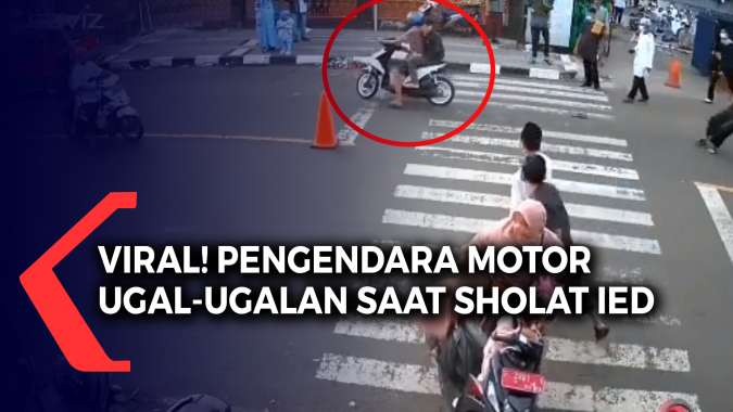 Viral! Pengendara Motor Ugal-Ugalan Saat Sholat Ied
