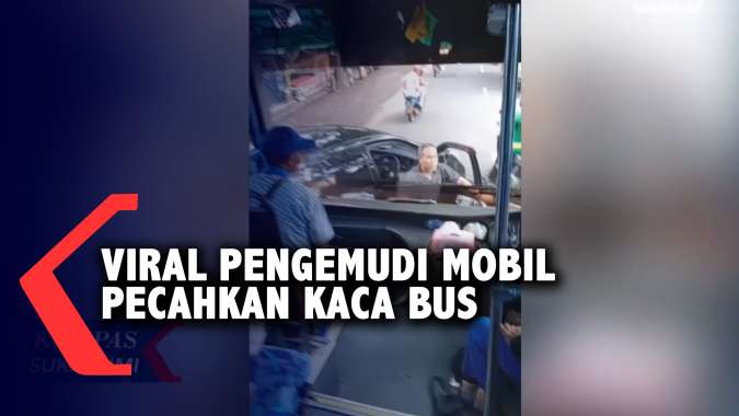 Viral Pengemudi Mobil Pecahkan Kaca Bus