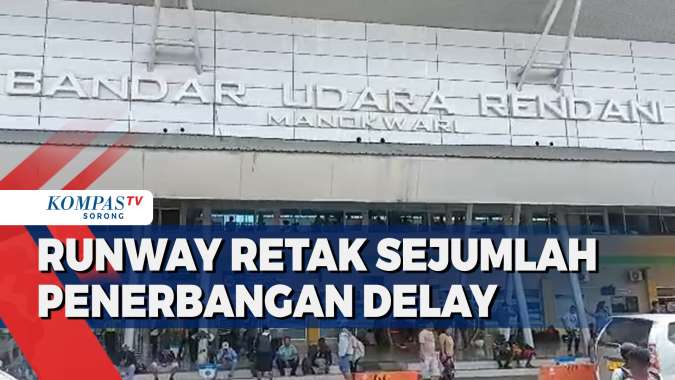 Landasan Pacu Retak Penerbangan di Bandara Rendani Manokwari Delay Enam Jam