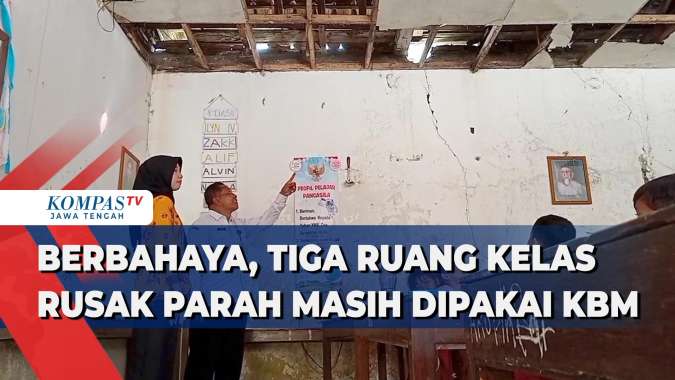 Berbahaya, Tiga Ruang Kelas Rusak Parah Masih Dipakai KBM