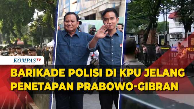 Penampakan Barikade Polisi Berjaga Depan KPU Jelang Penetapan Prabowo ...