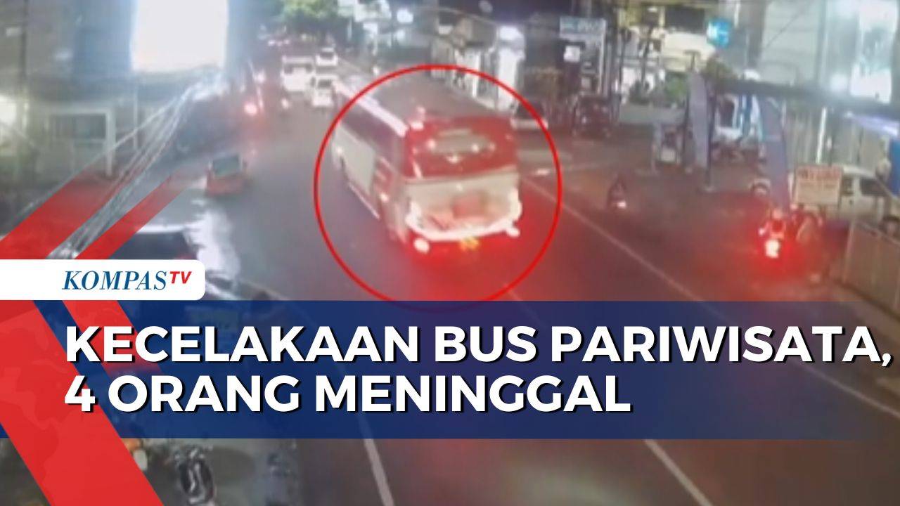 Video: Rekaman CCTV Detik-Detik Kecelakaan Beruntun Bus Pariwisata di Batu