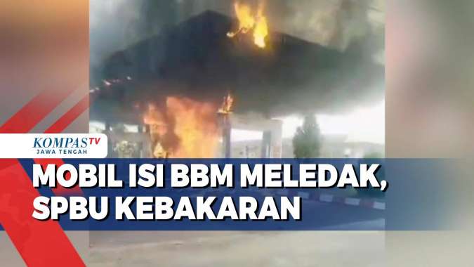 Mobil Isi BBM Meledak, SPBU Kebakaran