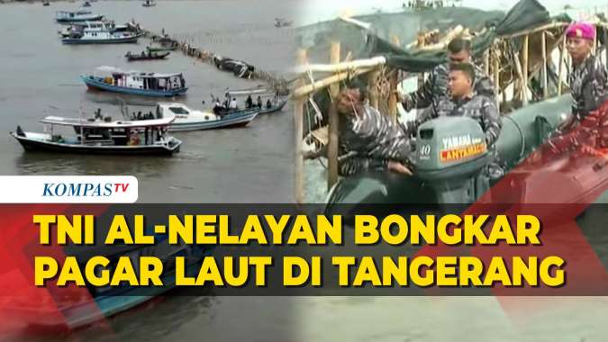 Detik-Detik TNI AL Bersama Nelayan Bongkar Pagar Laut Misterius di Tangerang