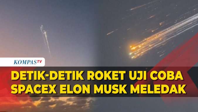Detik-Detik Roket Uji Coba SpaceX Starship Elon Musk Meledak, Serpihan di Langit Jatuh Bak Meteor