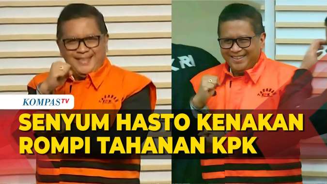 Senyum Hasto Pakai Rompi Tahanan KPK Sambil Kepalkan Tangan