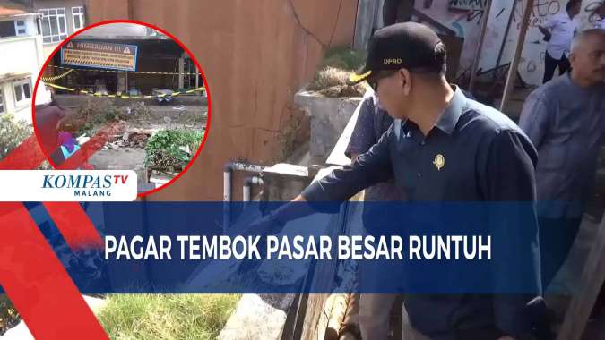 Pagar Tembok Lantai 3 Pasar Besar Ambrol, 1 Pedagang Terluka