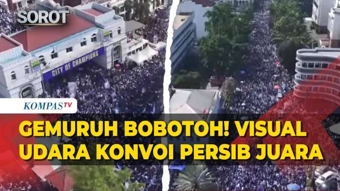 Gemuruh! Visual Udara Konvoi Persib Juara Super League, Bobotoh Tumpah ...