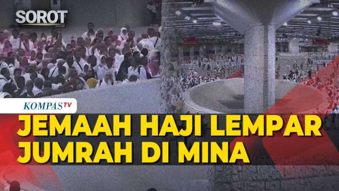 Momen Jemaah Haji Sedunia Lempar Jumrah di Mina, Lontarkan Kerikil ke ...