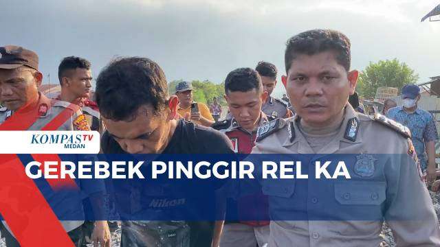 Tim Gabungan Gerebek Pemukiman Padat Pinggir Rel Kereta Api di Tembung