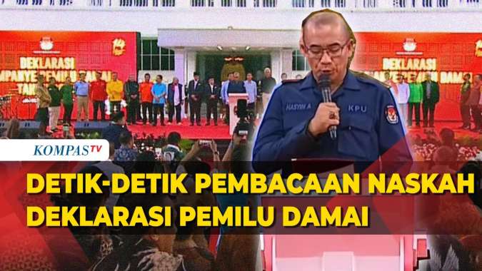 Detik-Detik Naskah Deklarasi Damai Pemilu 2024 Diucapkan Capres Cawapres di KPU