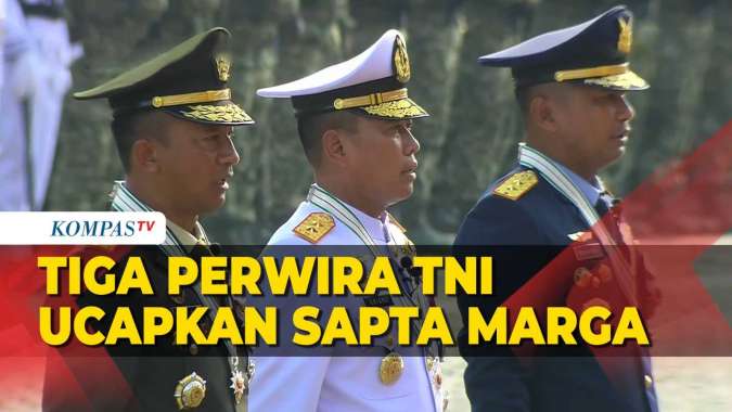 Momen 3 Perwira Ucap Sapta Marga di HUT ke-79 TNI