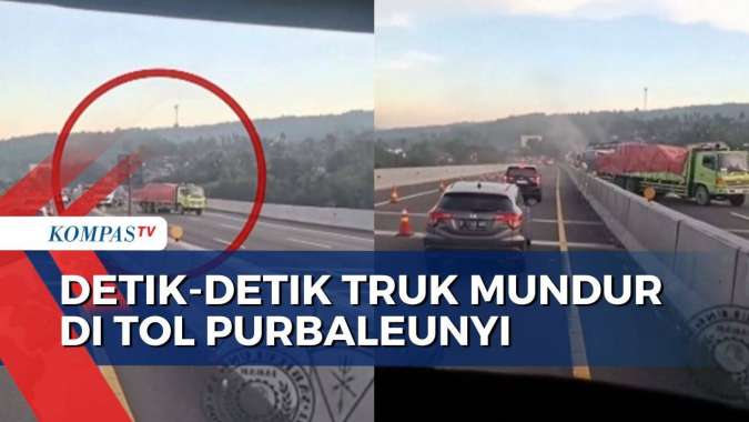 Diduga Tak Kuat Nanjak, Truk Tronton di Tol Purbaleunyi Mundur dan Tabrak Kendaraan Lain