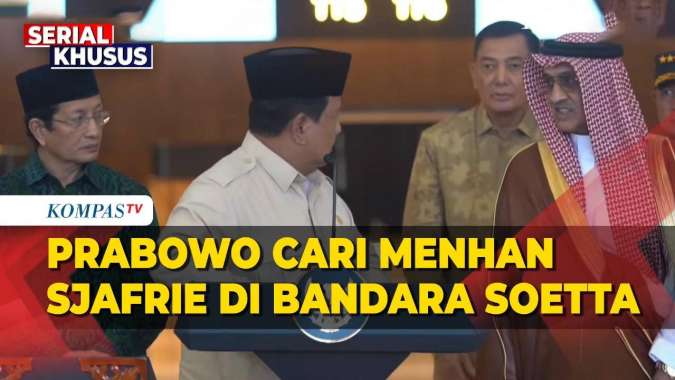 Prabowo Cari Menhan Sjafrie saat Resmikan Terminal Khusus Haji dan Umrah di Bandara Soetta