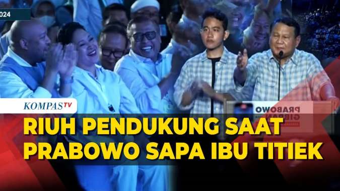 Gemuruh Pendukung Saat Prabowo Sapa Titiek Soeharto di Istora Senayan