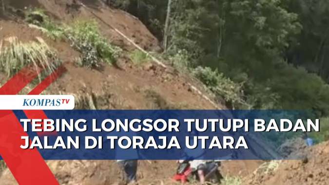 Tebing Setinggi 60 Meter Longsor Tutupi Badan Jalan di Perbatasan Sereale Toraja Utara