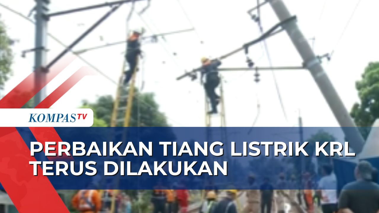 Video: Pasca Kejadian Truk Tabrak Tiang Listrik di Lintasan Pondok Ranji, Perjalanan KRL Mulai ...