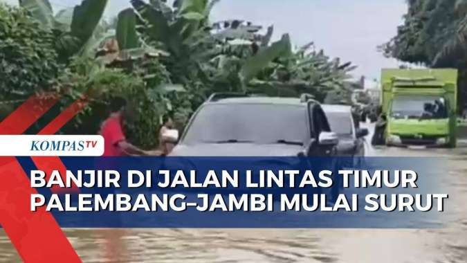 Banjir di Jalan Lintas Timur Palembang Jambi KM 148 Mulai Surut