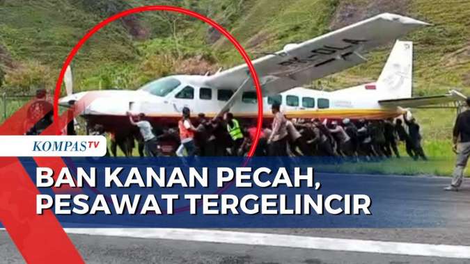 Ban Tiba-Tiba Pecah, Pesawat Alda Air Tergelincir di Bandara Mulia ...