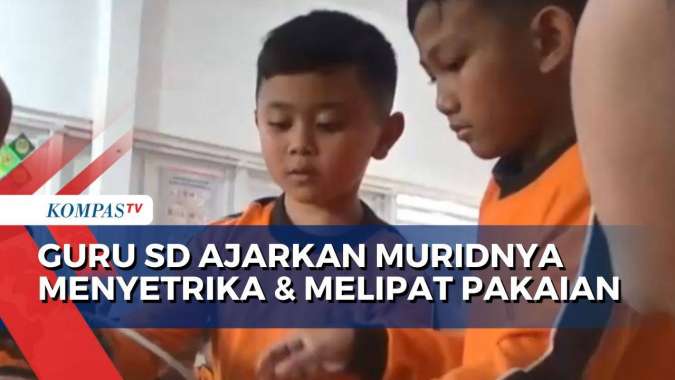 Guru di Cianjur Ajak Siswa Belajar Menyetrika dan Melipat Pakaian untuk Kemandirian
