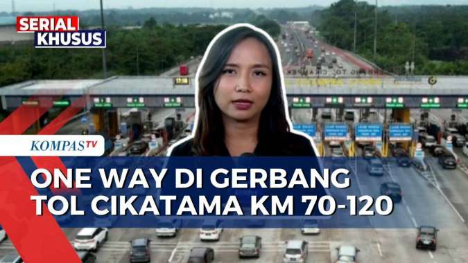 Kondisi di Gerbang Tol Cikatama Usai One Way dari KM 70-120 Tol Cipali pada Kamis Sore (27/03/2025)