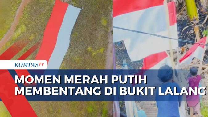 Bendera Merah Putih 20 Meter Dibentangkan di Bukit Lalang Kalbar ...