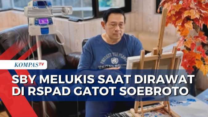 Potret SBY Melukis dengan Tangan Terinfus, Dirawat di RSPAD Gatot ...