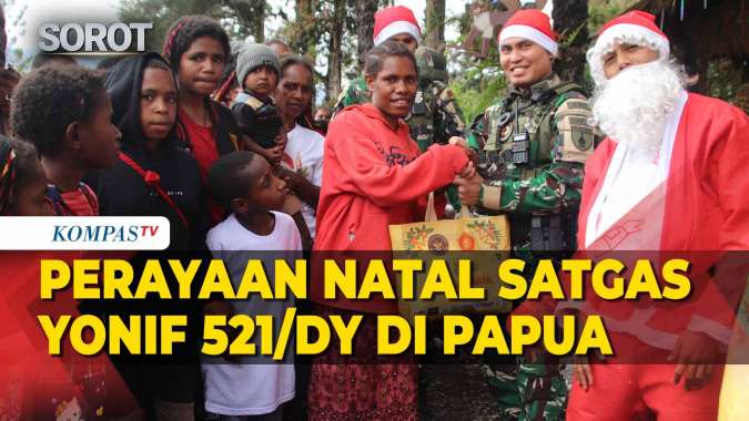 Perayaan Natal Satgas Yonif 521/DY di Papua, Salurkan Bantuan Sembako