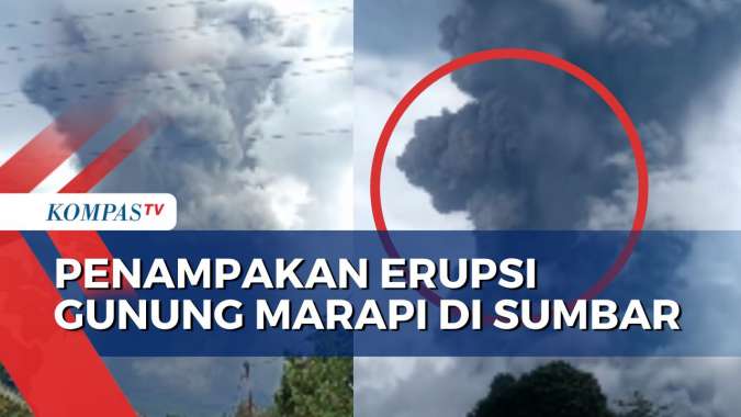 Rekaman Amatir Gunung Marapi di Sumbar Luncurkan Awan Panas Erupsi