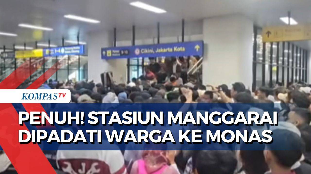 Video: Stasiun Manggarai Penuh Warga ke Monas Saksikan HUT ke 79 TNI, Antre Masuk Peron hingga 2 Jam