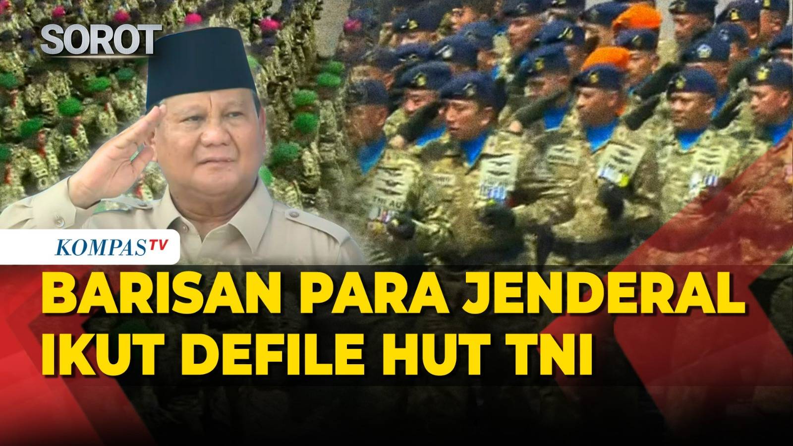 Video: Aksi Para Jenderal Hormat ke Prabowo Ikut Barisan Defile Peringatan HUT ke-80 TNI di Monas
