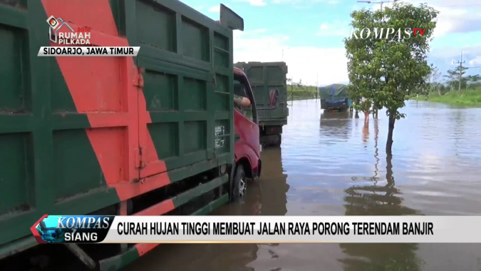 Curah Hujan Tinggi, Jalan Raya Porong Banjir