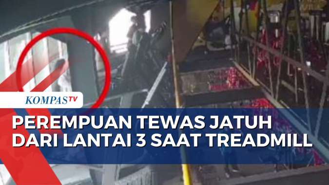Detik-Detik Perempuan Tewas Terjatuh dari Lantai 3 saat Treadmill